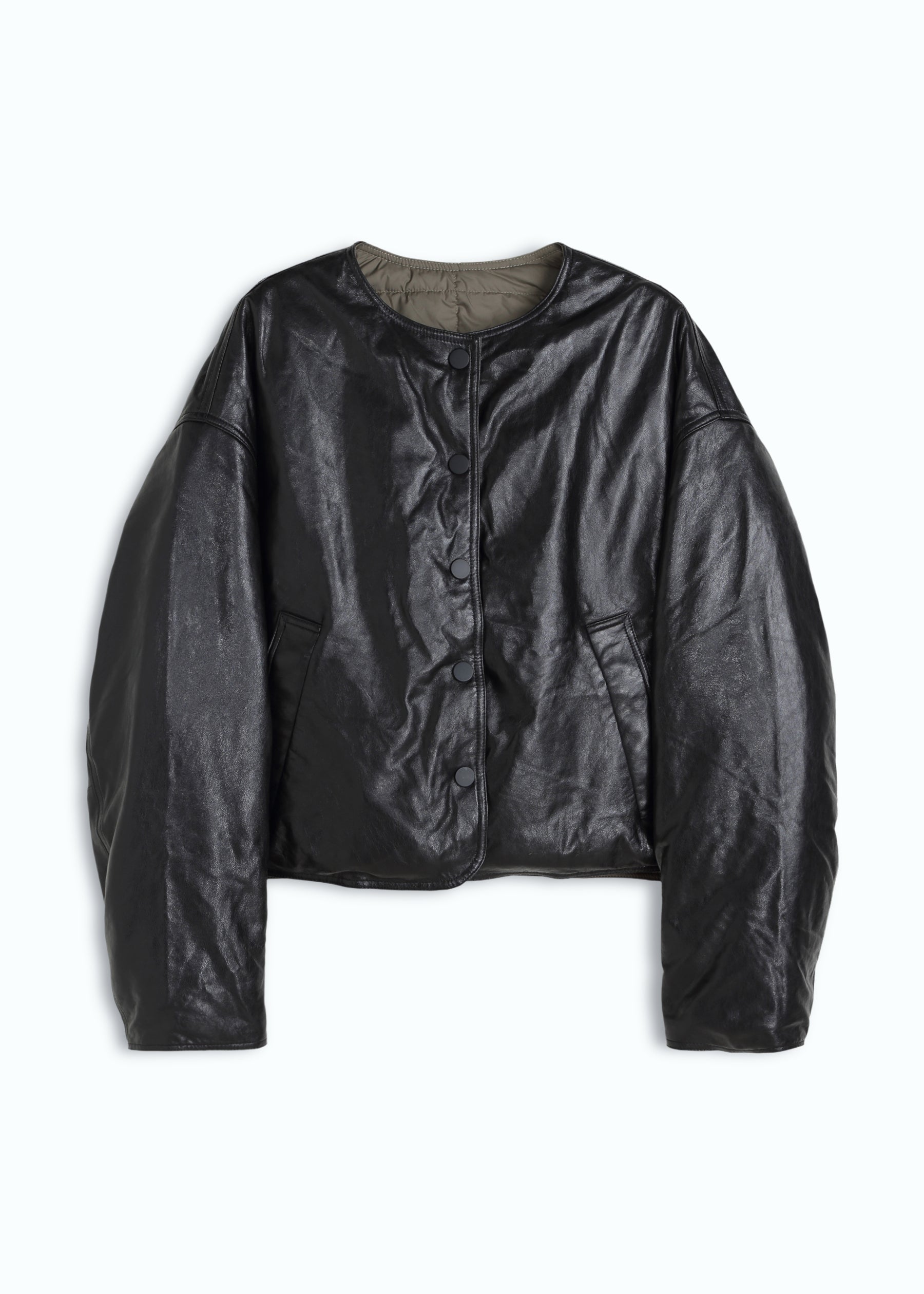 Reversible Boxy Leather Bomber Jacket For Women In Brown | Piazza Castello