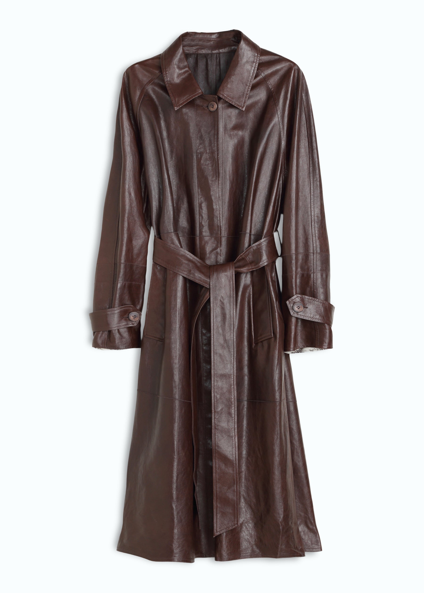 Eralda Leather Trench Coat In Brown | Piazza Castello
