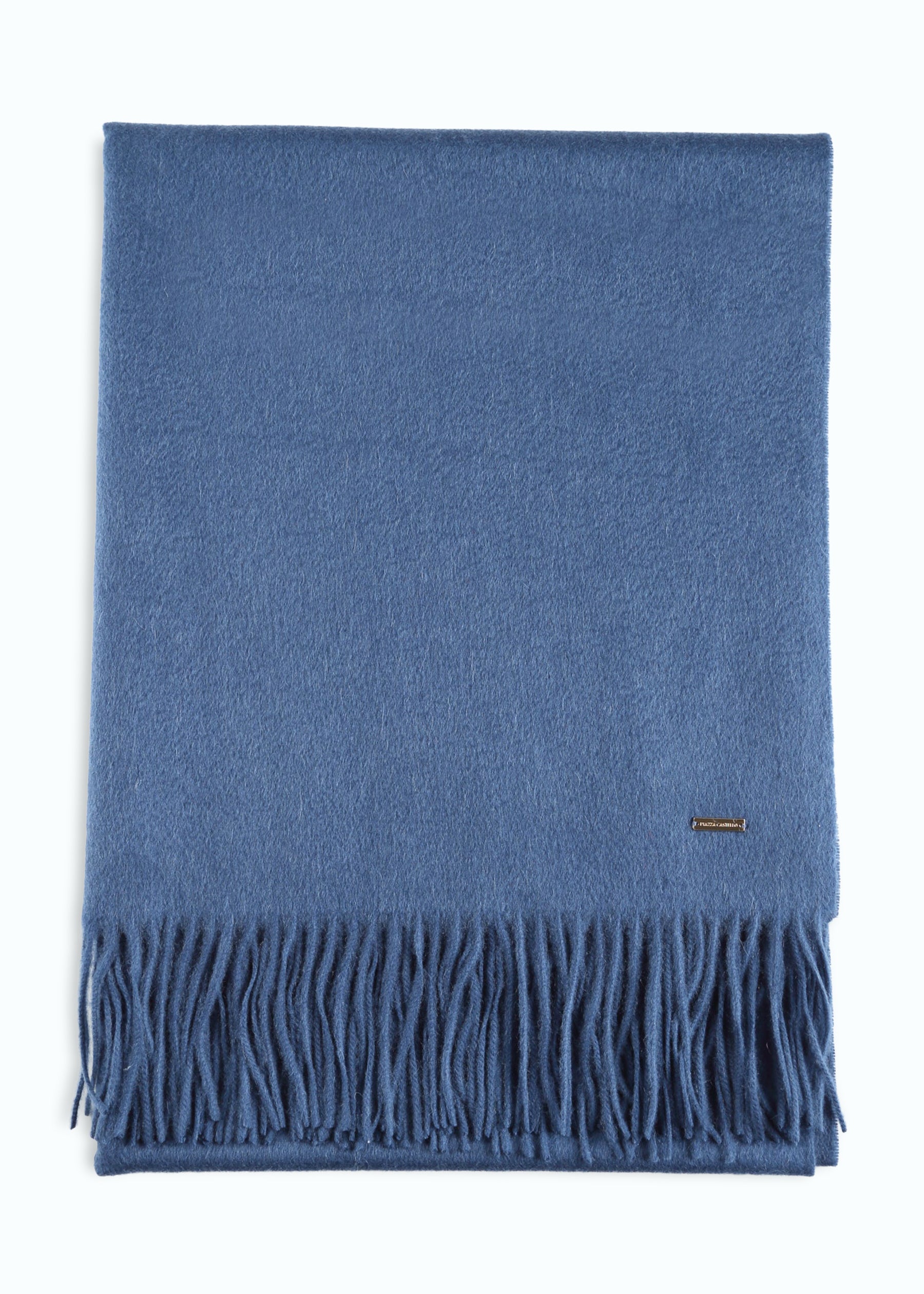 Classic Cashmere Shawl In Greyish Blue | Piazza Castello