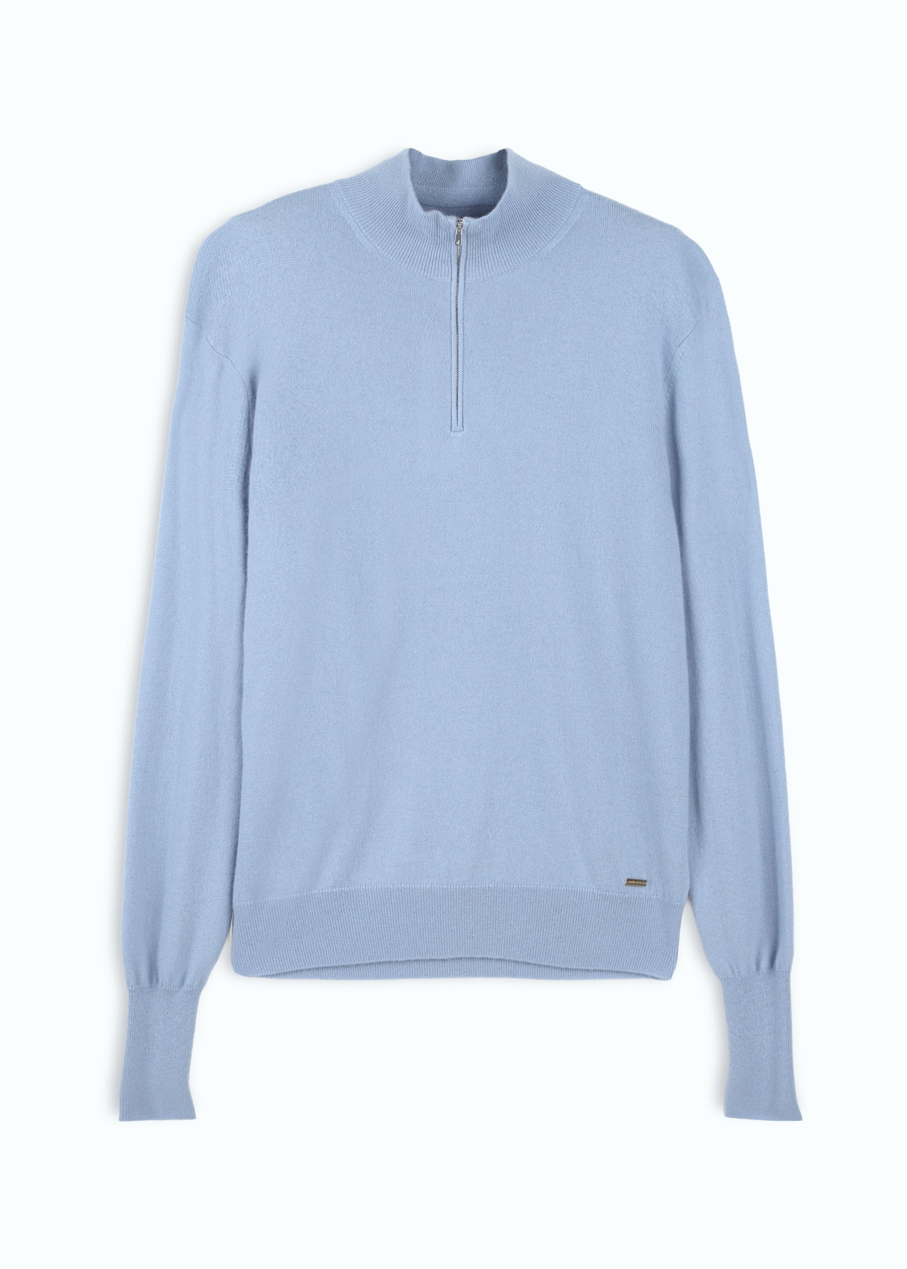 Men's Half Zip Cashmere Sweater in Light Blue | Piazza Castello