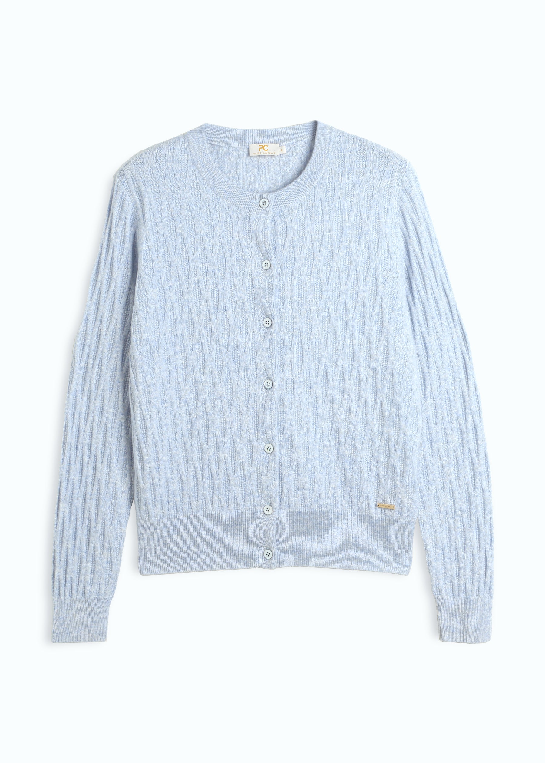 Women's Diamond Knit Cashmere Cardigan in Light Blue Melange | Piazza ...