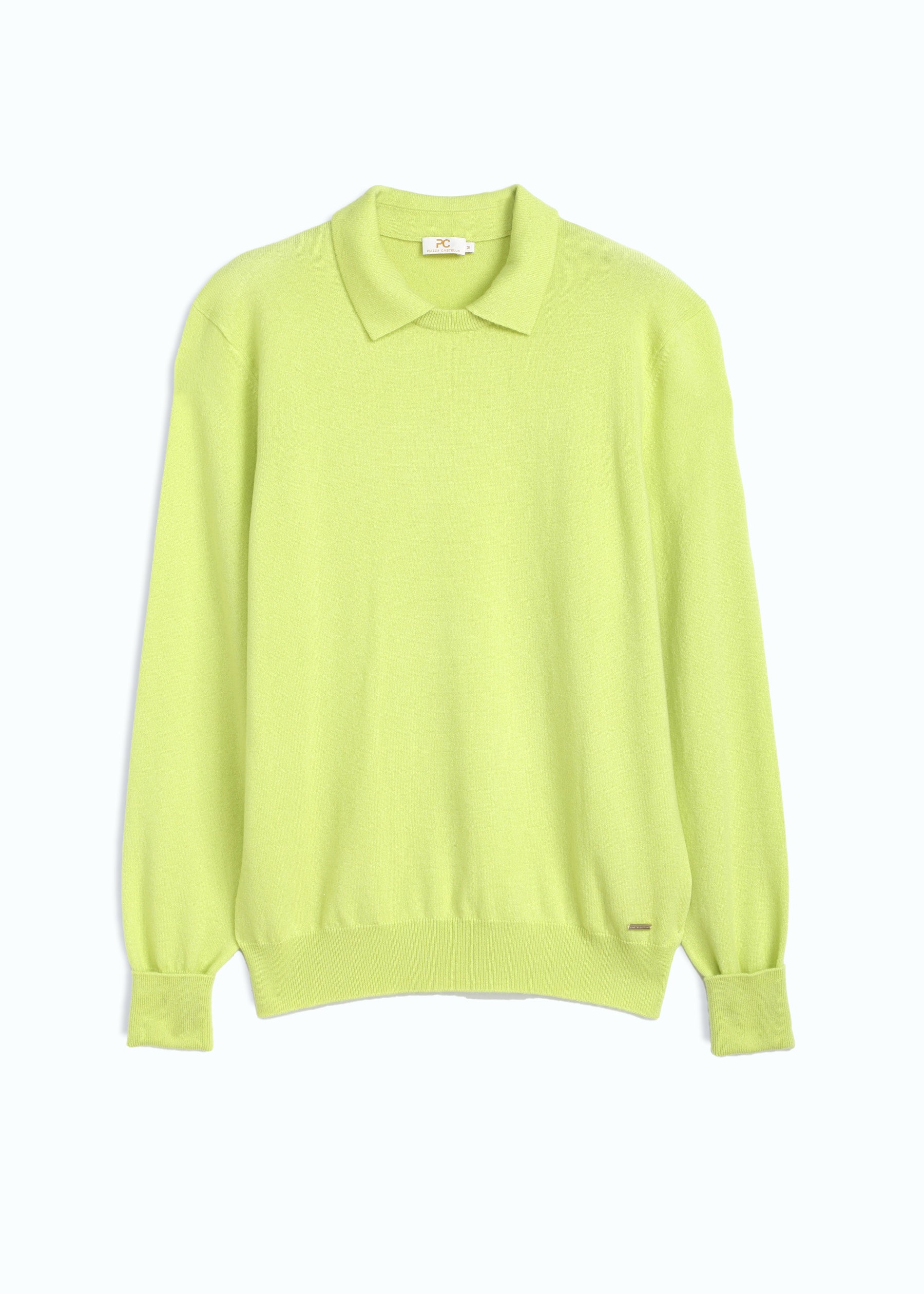 Men's Polo Neck Cashmere Jumper in Lime Green | Piazza Castello